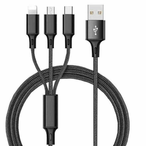 Salesbay Multi Charger 1.2m Cable 3in1 Fast Charging USB Universal Type ...
