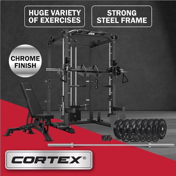 CORTEX SM-20 6-in-1 Power Rack with Smith & Cable Machine + Leg Press ...