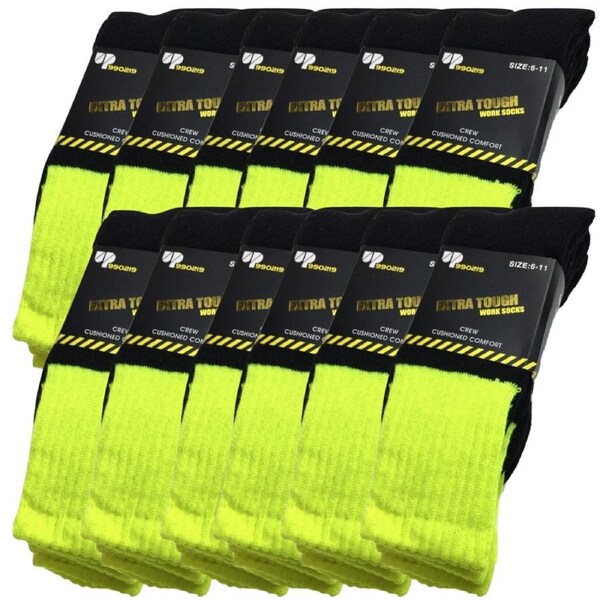 12x Pairs HI VIS SOCKS Workwear Work Safety High Visibility Fluro ...
