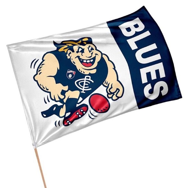 Carlton Blues AFL Retro Mascot Design GAME DAY Pole Flag Banner ...