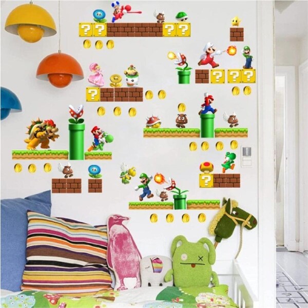 Super Mario Bros. Deluxe Wall Decals for Kids' Room Decor DIY | Woolworths