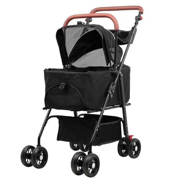 Oppsbuy 3in1 Pet Stroller Dog Cat Travel Pushchair Adjustable Handle ...