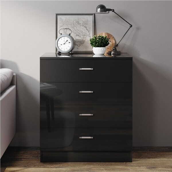 ELEGANT Four Drawer Bedside Table 40x60x68.5cm Black | Woolworths