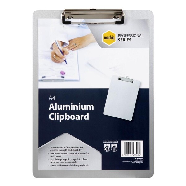 Marbig Aluminium A4 Clipboard w/ Lever Clip Writing File Hardboard ...