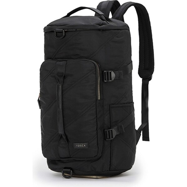 Tosca Barrel Large Nylon Travel Heavy Duty Hiking Backpack/Tote Black ...
