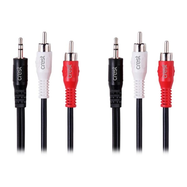 2x Crest 3.5mm Male Stereo Audio Cable Plug To 2xRCA Sound Connector ...
