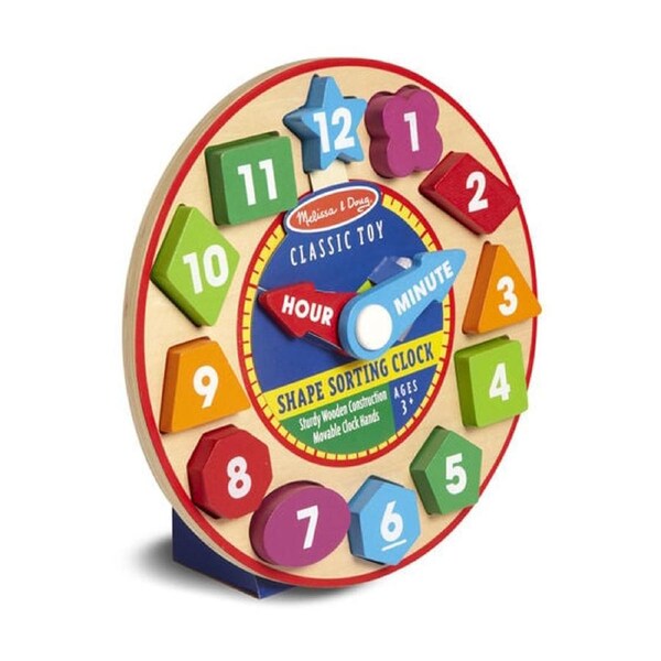 Melissa and Doug Wooden Shape Sorting Clock Educational Toy | Woolworths