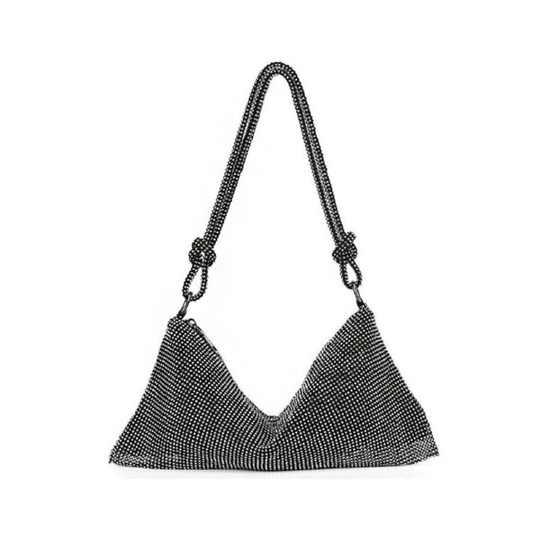 Nevenka Rhinestone Purse Shiny Womens Party Handbag Hobo Bag-Black ...