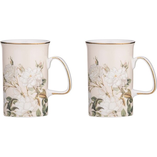 2x Ashdene Elegant Rose Fine Bone China 11.5cm Coffee/Tea Mug Cup w ...
