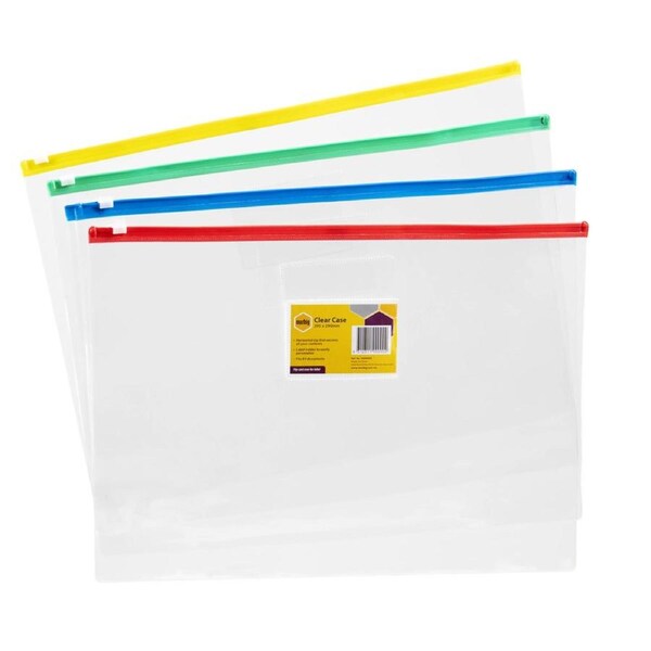 4PK Marbig 39.5cm Clear Case B4 File Organiser Document Holder Storage ...