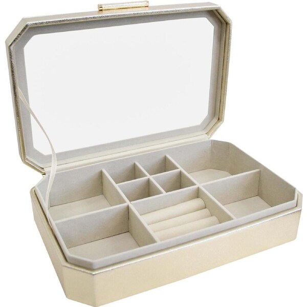 MDF Glass 27.5x17.5cm Jewellery Box Storage Organiser Rectangle Large ...