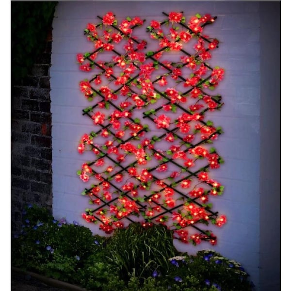 Solar Powered Expandable Cherry Blossom Trellis with 70 Warm White LED ...