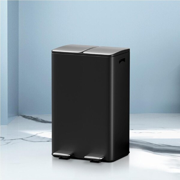 Cefito Pedal Bins Rubbish Bin Dual Compartment Waste Recycle Dustbins ...