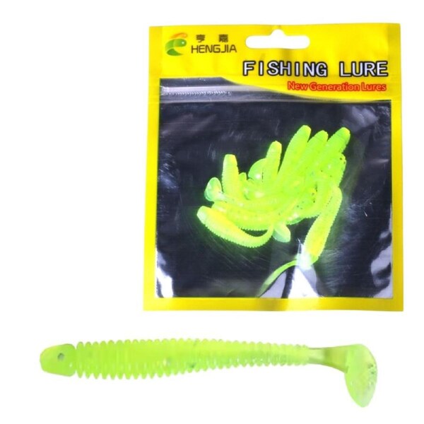 10 PCS Fishing Wobbler Soft Worm Swimbaits Lure - Fluro Green | Woolworths