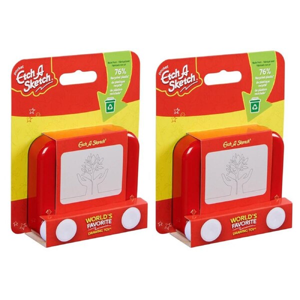 2x Spin Master Etch A Sketch Pocket Plastic Drawing Pad Screen Kids Toy ...