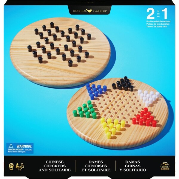 Classic Games Wooden Solitaire/Chinese Checkers Board Game Set 1-6 ...