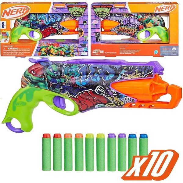 Nerf Teenage Mutant Ninja Turtles Blaster 10 Nerf Elite Darts Toy Foam ...