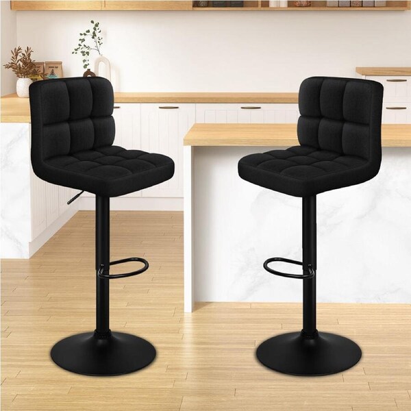 2x ALFORDSON Bar Stools L Shape Fabric All Black | Woolworths
