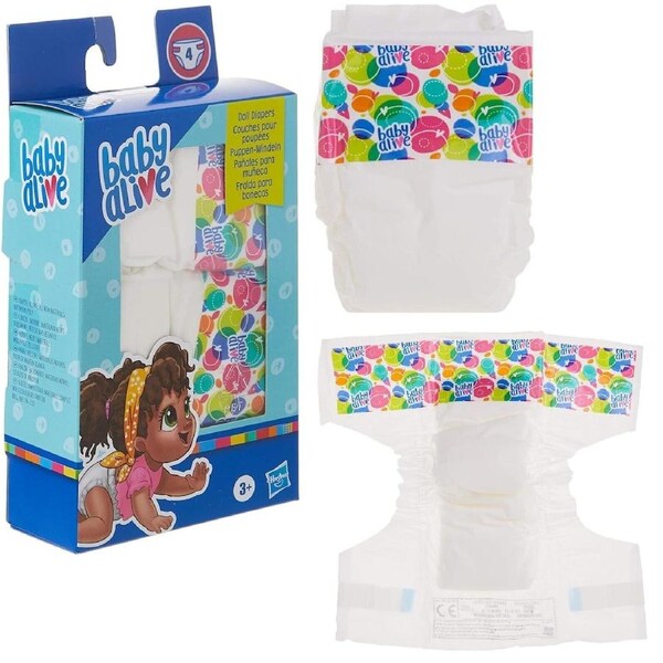 Baby Alive Doll Diaper Refill Includes 4 Dolls Diapers Nurturing Doll Play Toy | Woolworths