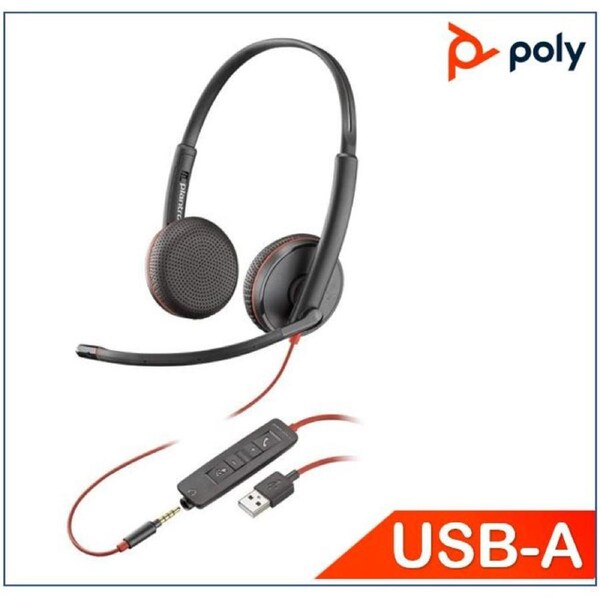 Plantronics/Poly Blackwire 3225 Headset, USB-A, Stereo, 3.5mm duo ...