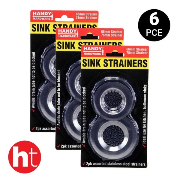 Handy Hardware 6PCE Stainless Steel Sink Strainer Set 66mm x 78mm | Woolworths