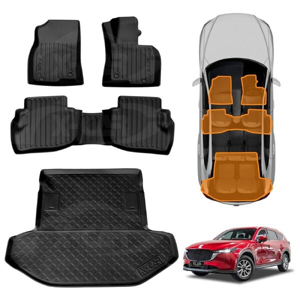 Front Rear Floor Mats Boot Liner for Mazda CX-8 CX8 2018-2024 Heavy ...