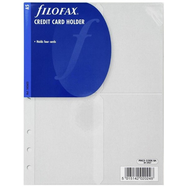 Filofax A5 Credit Card Holder ID/RFID Slip Case Storage Multi-Slot ...
