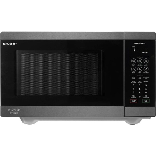 Sharp 26L 900W Flatbed Microwave with Smart Inverter Black Steel ...