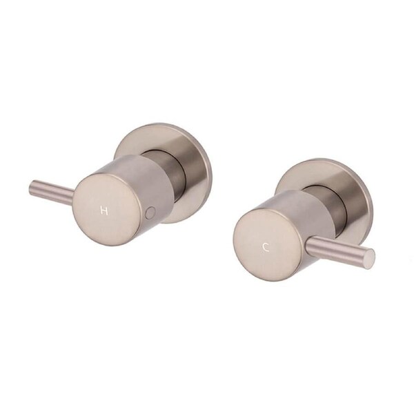 MEIR Round Brass Wall Taps - Quarter Turn - Champagne | Woolworths