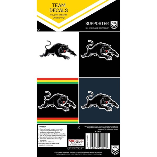 NRL Team Decal Sticker Set - Penrith Panthers | Woolworths