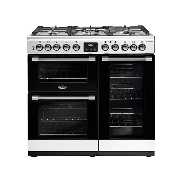 Belling 90cm Cookcentre Dual Fuel Range Cooker Electric Oven Stainless ...