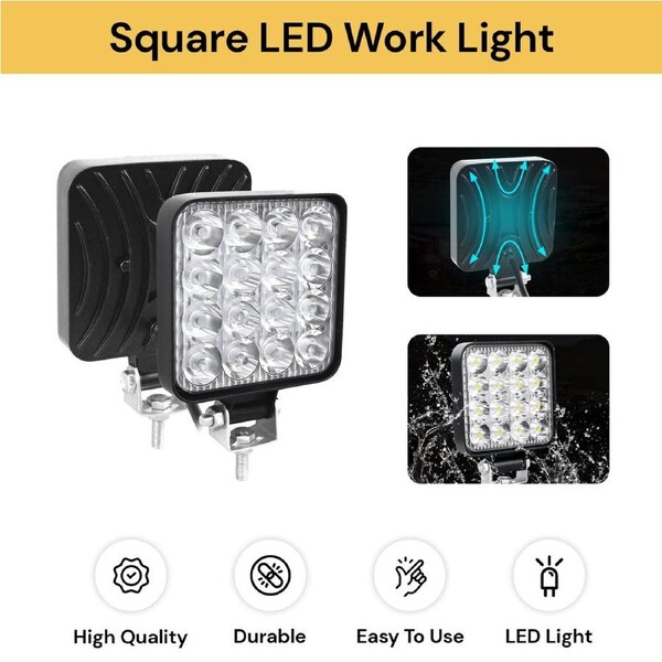2PCs 48W Square LED Work Light | Woolworths