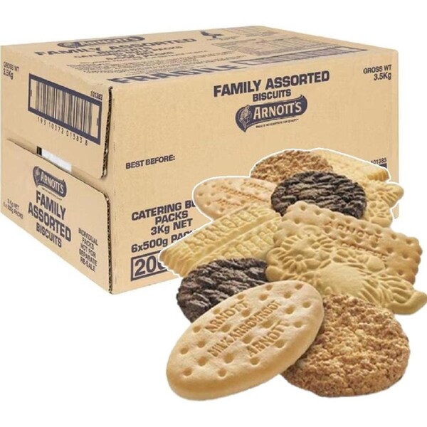 Arnotts Biscuits Family Assorted 6x500g 3kg Carton Bulk Box | Woolworths