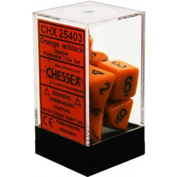 D7-Die Set Dice Opaque Polyhedral Orange/Black (7 Dice in Display ...