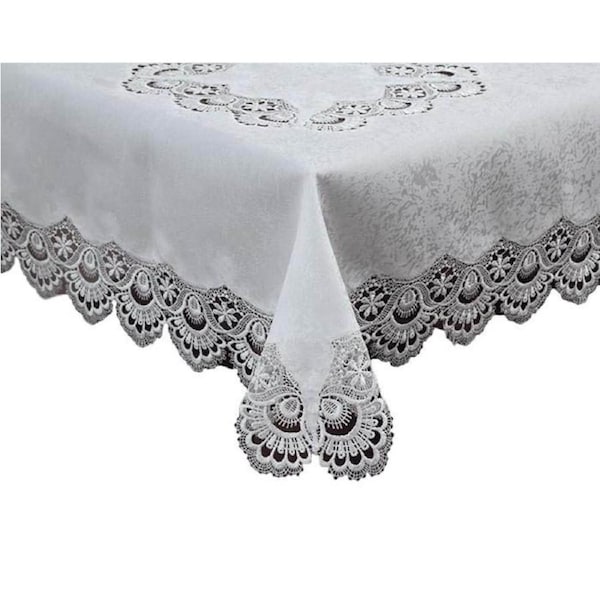 French Country Doily Victoria Ivory Lace Table Cloth 150x260cm | Woolworths