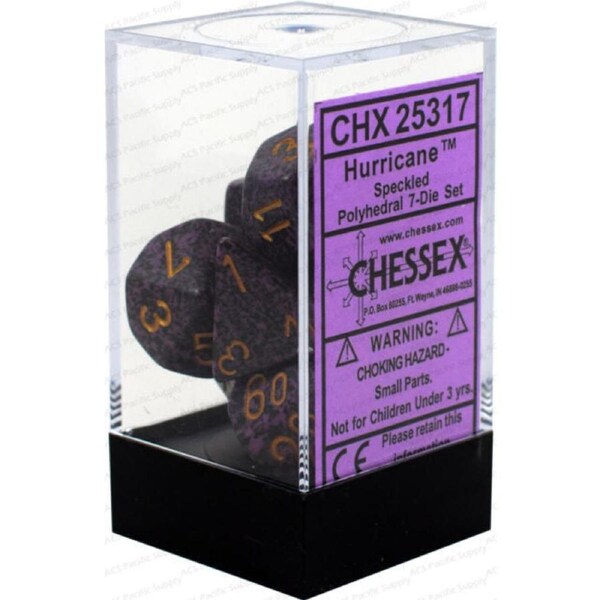 D7-Die Set Dice Speckled Polyhedral Hurricane (7 Dice in Display ...