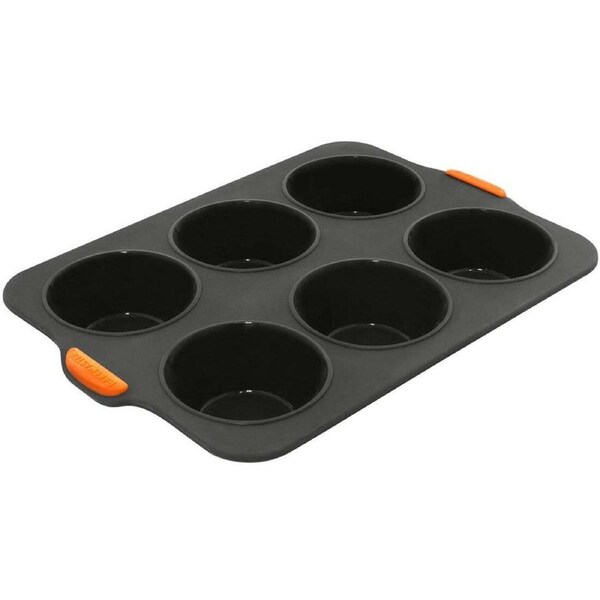 Bakemaster 32cm Silicone 6-Cup Jumbo Muffin Tray Rectangle Baking Mould ...