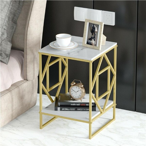 Gold Metal Frame Side / End Table Marble Accent Coffee Table | Woolworths