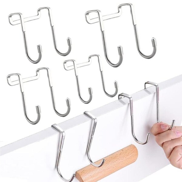 4 Pcs Drawer Hanger Hook, 2 in 1 Over Drawer Hook Cabinet Bathroom ...