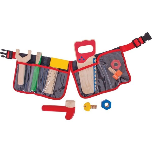 Bigjigs Toys Red Carpenters Tool Belt Kids/Children Fun Pretend Toy ...