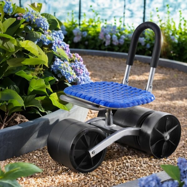 130kg Gardeon Garden Stool Seat Kneeler Foldable with Wheels Blue ...