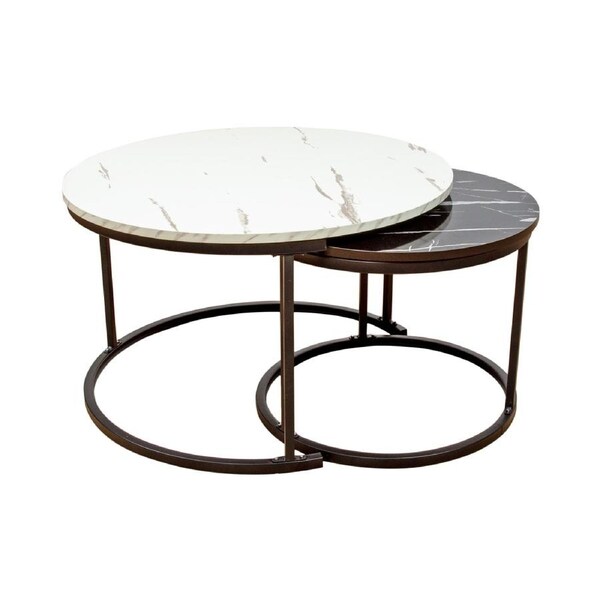 Coffee Table Round Marble Design Nesting Side Furniture | Woolworths