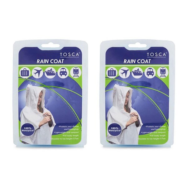 2x Tosca Clear Compact Travel Full Body Rain/Wind Protection Coat ...