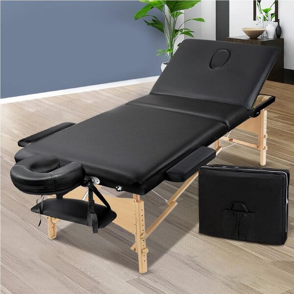 Zenses Wooden Portable Massage Table 3 Fold Beauty Therapy Bed Chair ...
