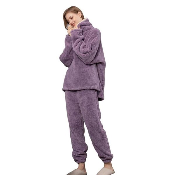 Nevenka Womens Coral Fleece Oversized Pajamas Set-Purple L | Woolworths