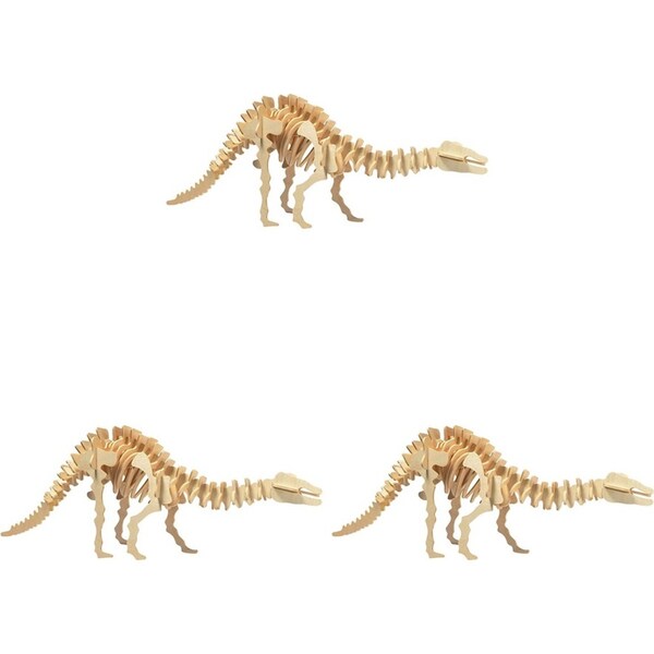 3x Heebie Jeebies Wood Apatosaurus Kit Dinosaur Kids Building Toy 36cm ...