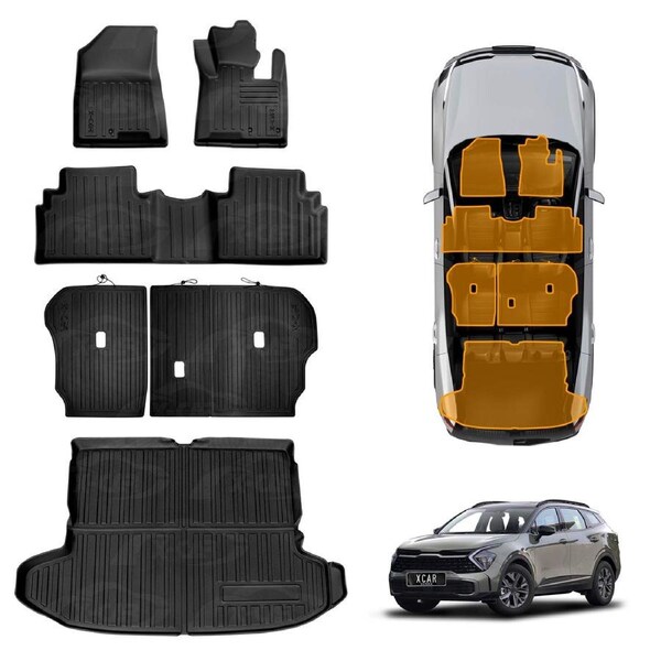 Floor Car Mats Seat Back Kick Cargo Boot Liner Set for Kia Sportage ...