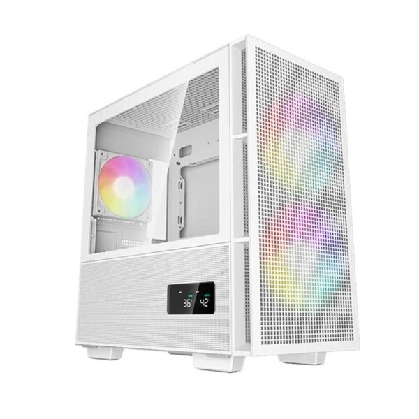 DeepCool CH360 Digital White Micro ATX Case, Digital Status Display ...