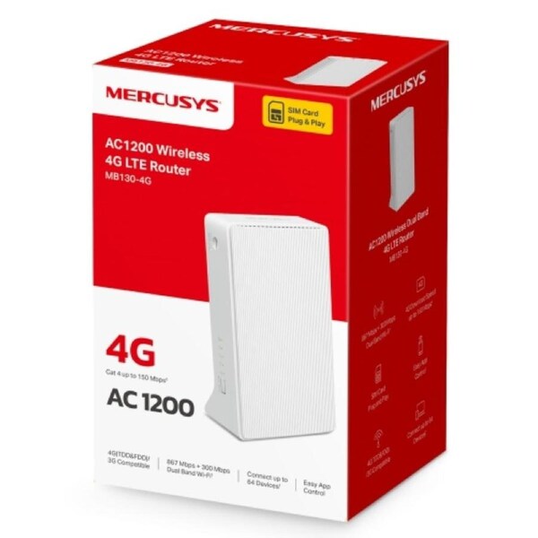 Mercusys MB130-4G AC1200 Wireless Dual Band 4G LTE Router, up to 150 ...