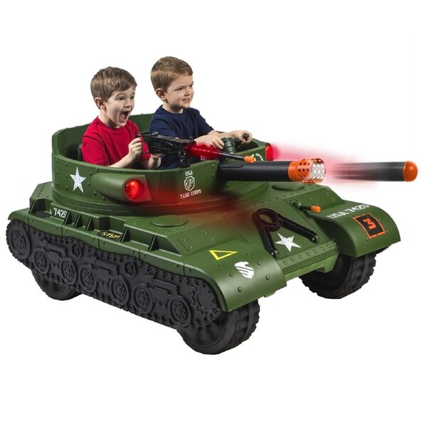 ActiveWheels Ride-On 24V Thunder Tank w/ Working Cannon & Rotating ...